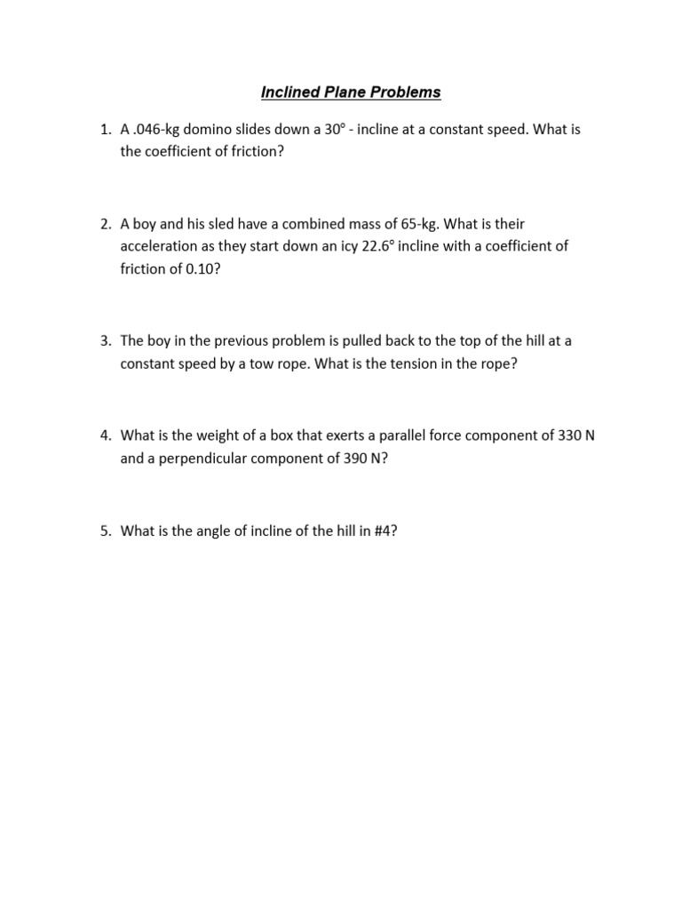 Inclined Plane Problems | PDF