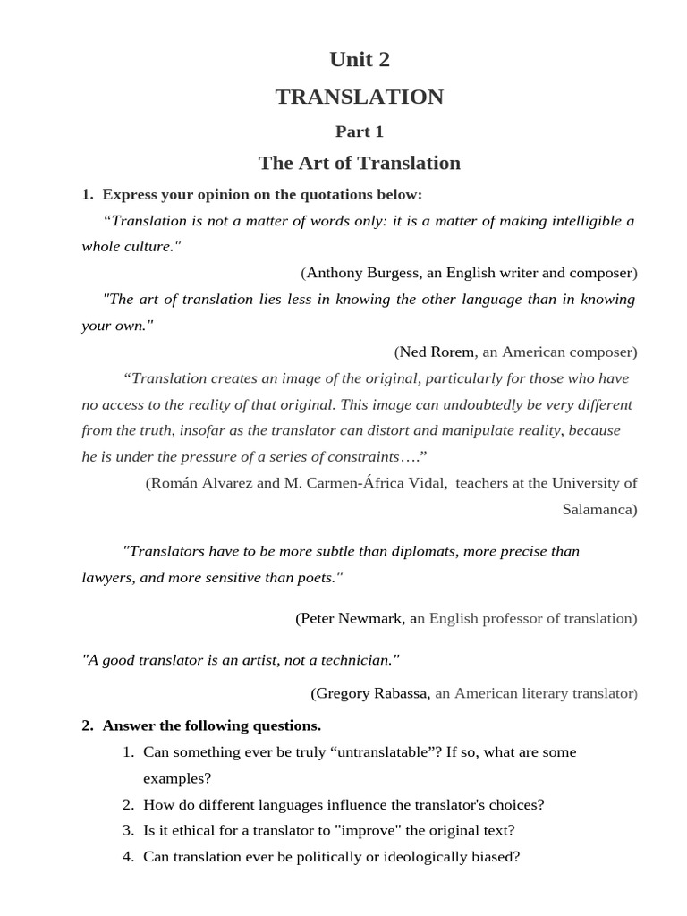 Unit 2 - Translation | PDF