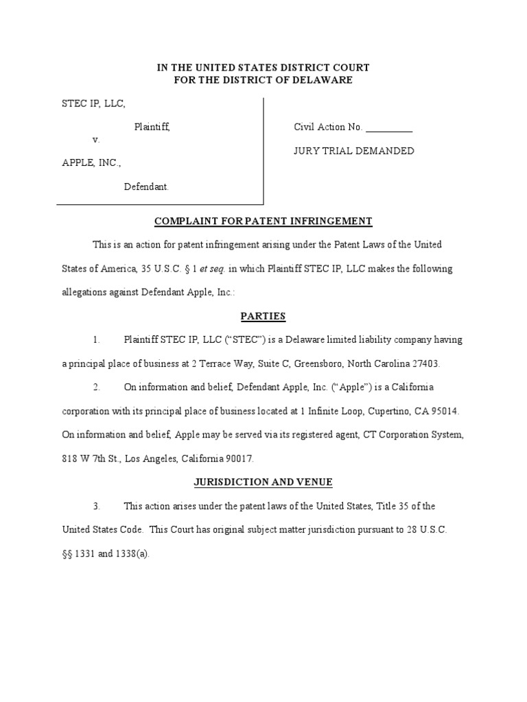 In The United States District Court For The District Of Delaware ...