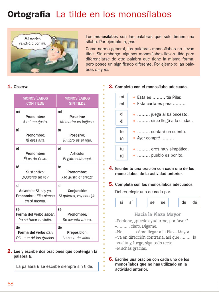 Tilde en monosílabos: reglas y ejemplos | PDF | Palabra | Pronombre