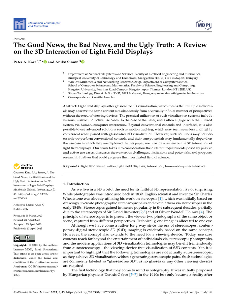 Good, Bad and Ugly Truth On 3D Interaction of Light Field Displays ...