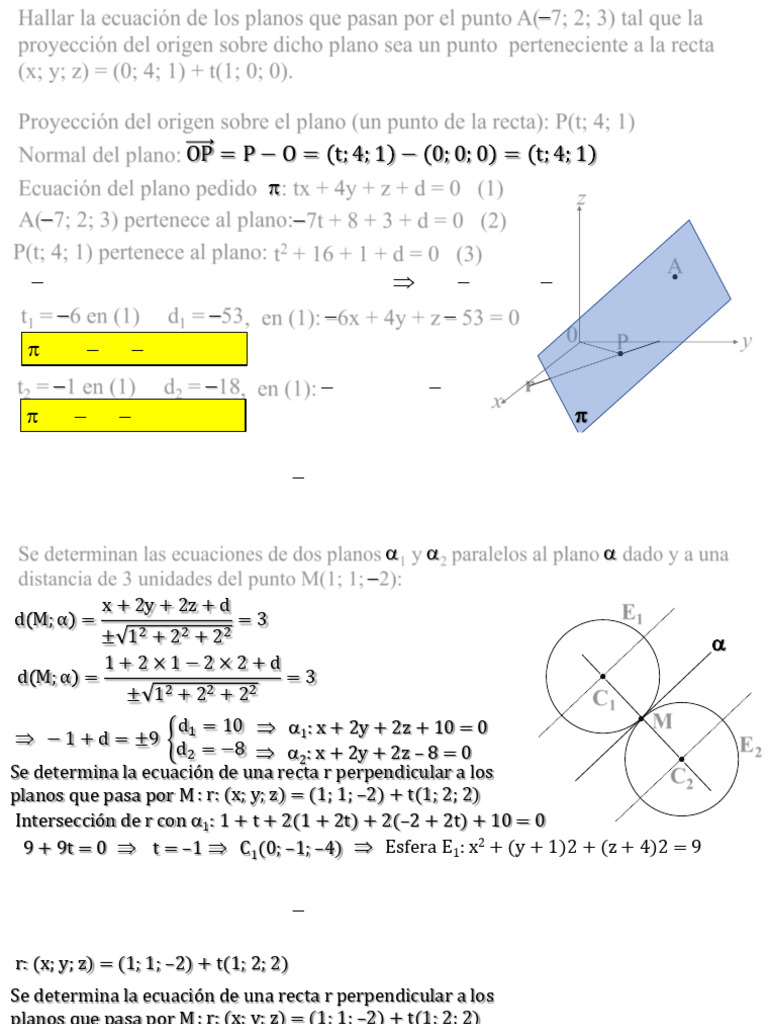 Ecuaciones de Planos y Esferas en 3D | PDF | Línea (geometría) | Geometría