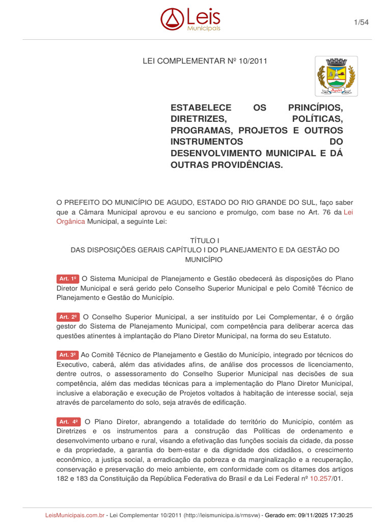 Lei-complementar-10-2011-Agudo-RS | PDF | Cidade