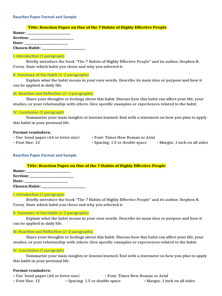Reaction Paper Format and Sample | PDF | Social Psychology ...