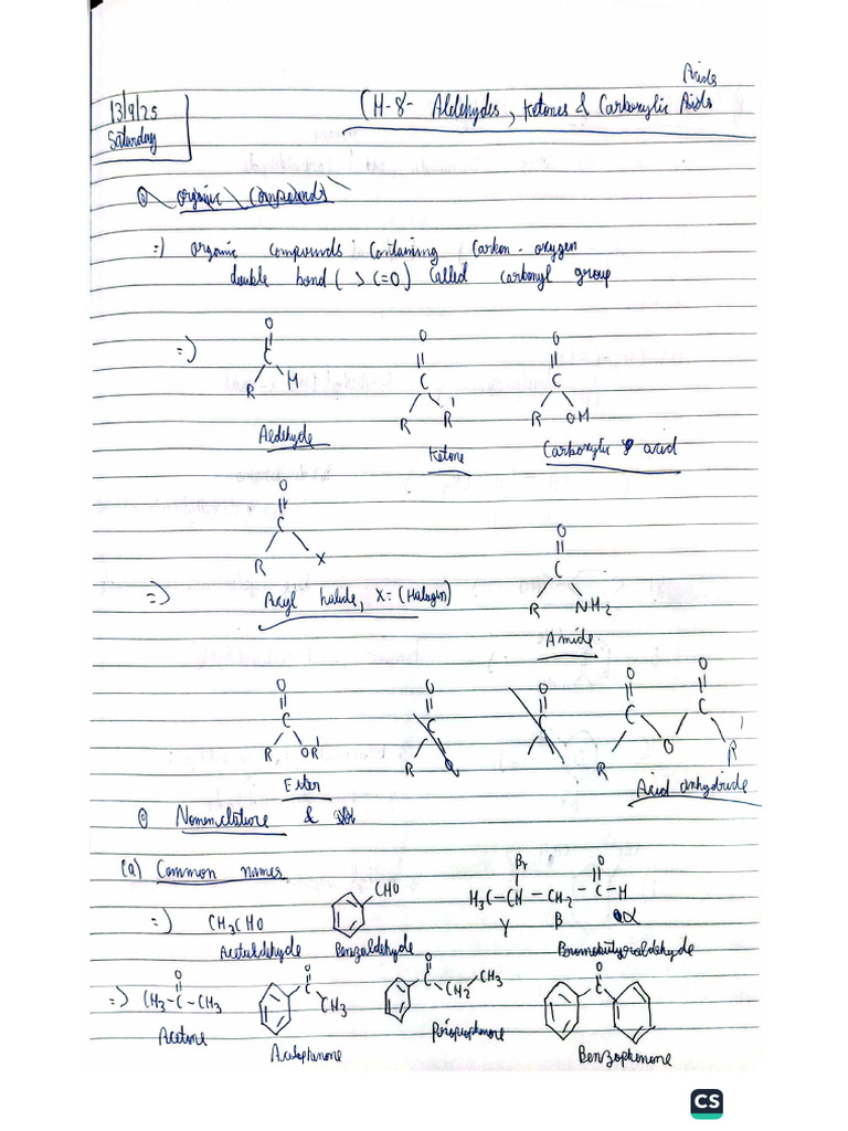 Aldehydes Ketones and Carboxylic Acids Notes | PDF