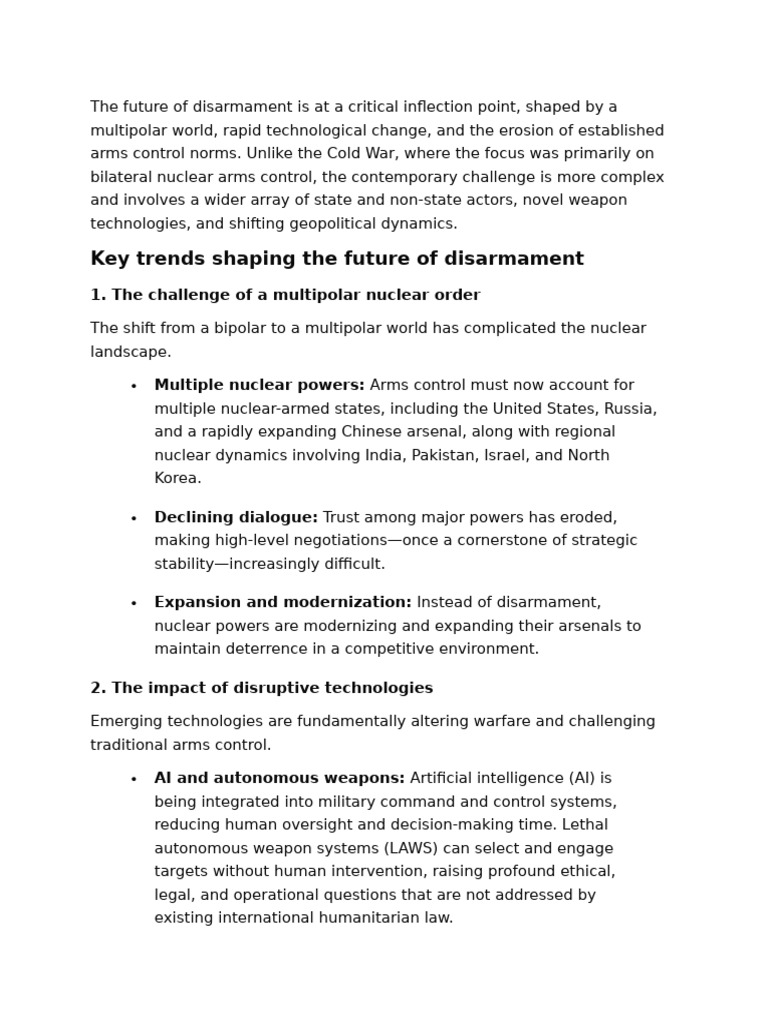 Future Disarmament in a Multipolar World | PDF | Nuclear Disarmament ...