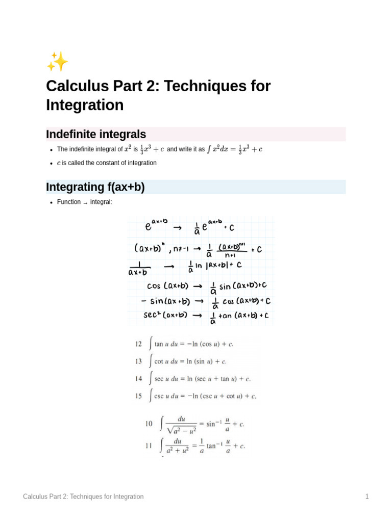 Techniques for Integration in Calculus | PDF | Integral | Mathematical ...