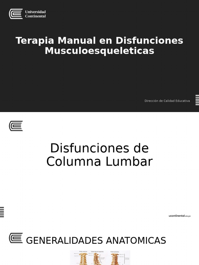 Clase 9 Disfuncion Columna Lumbar | PDF