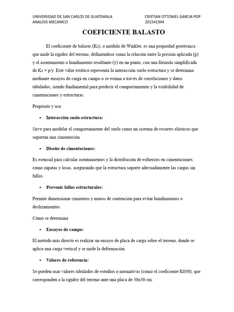 Coeficiente de Balasto en Cimentaciones | PDF | Fundación (Ingeniería ...
