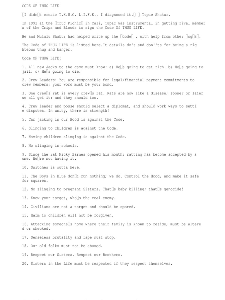 Code of Thug Life | PDF | Politics | Social Science