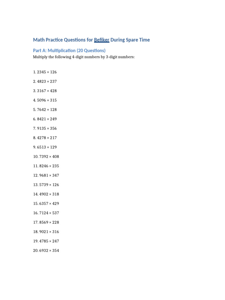 Math Practice Questions | PDF