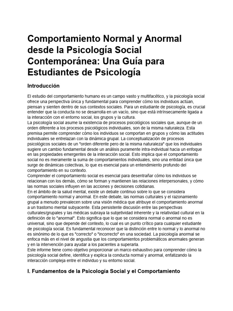 Conducta Normal y Anormal Social, para Estudiantes de Psicologia | PDF ...