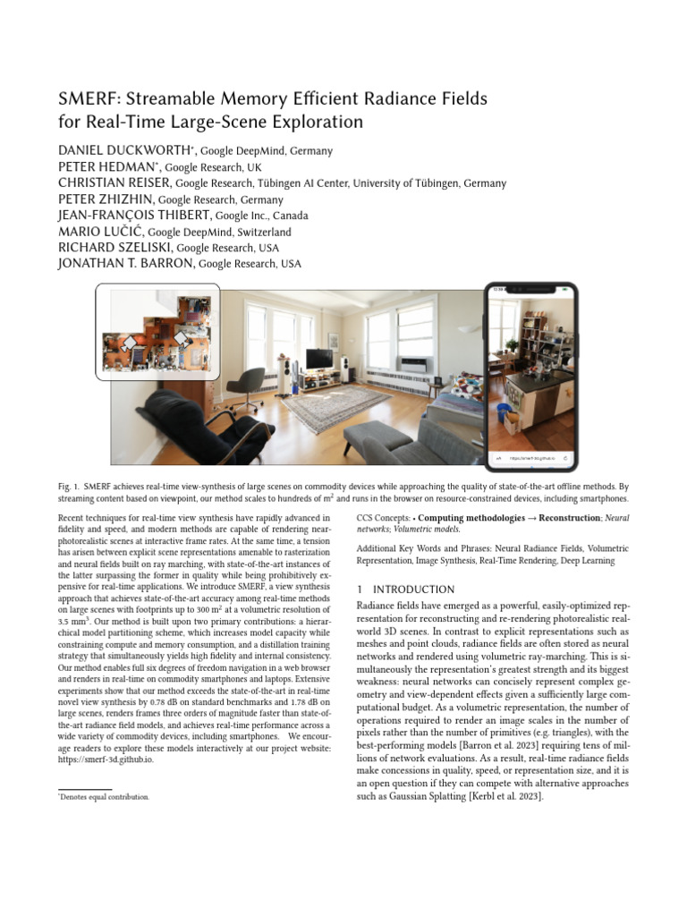 SMERF: Streamable Memory Efficient Radiance Fields For Real-Time Large-Scene Exploration | PDF ...