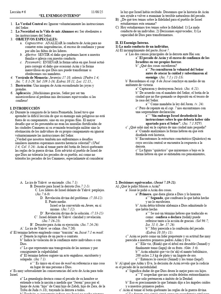 Lección sobre el Enemigo Interno | PDF | Pecado | Amor