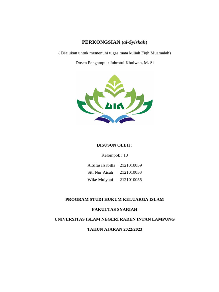 Kel.10 Perkongsian (Al-Syirkah) | PDF