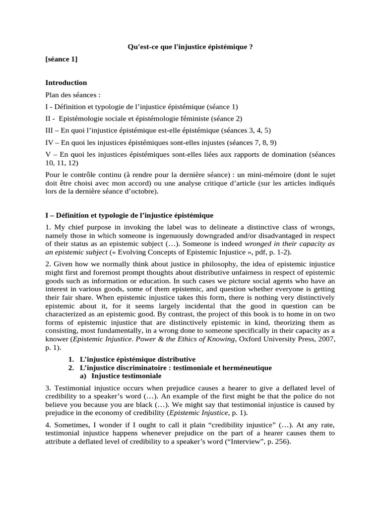 Comprendre l'injustice épistémique | PDF | Epistemology | Social ...