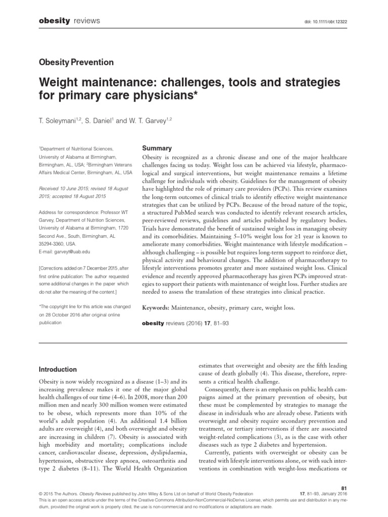 Weight Maintenance Challenges Tools and Strategies | PDF | Obesity ...