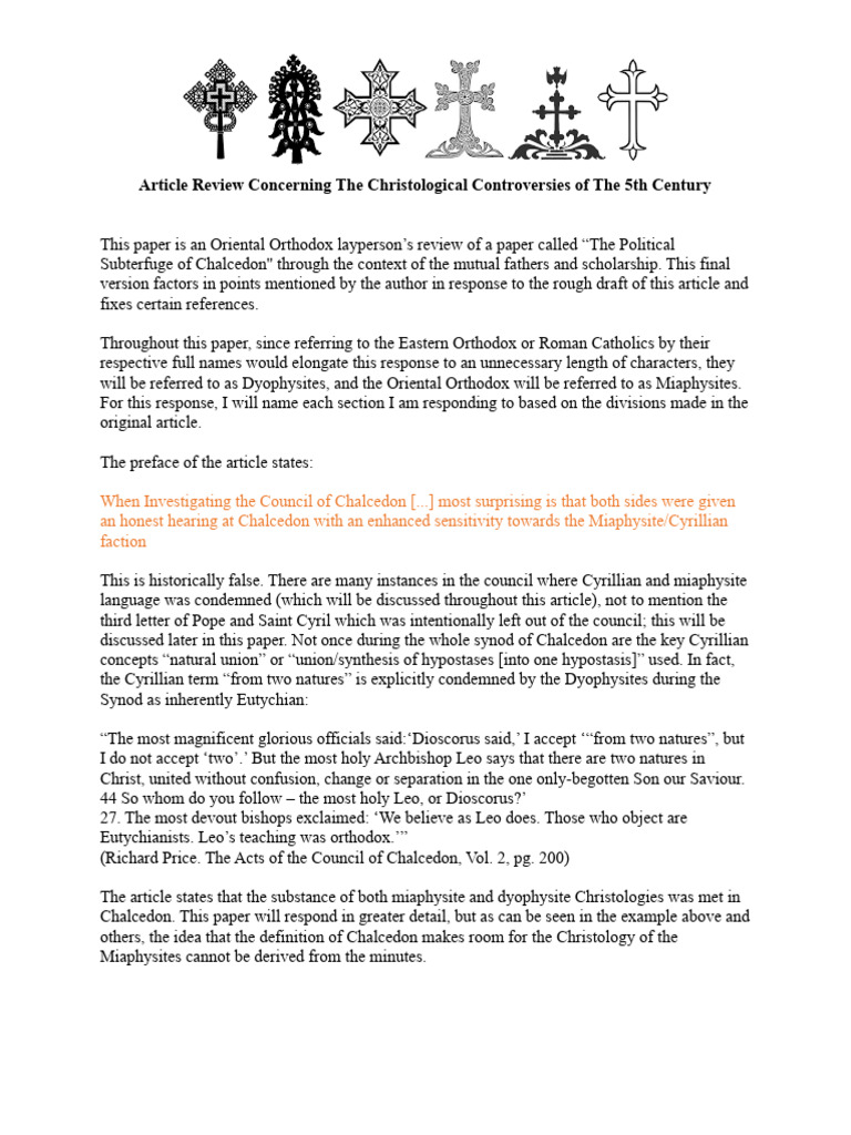 Chalcedon Article Response | PDF | Council Of Chalcedon | Christology