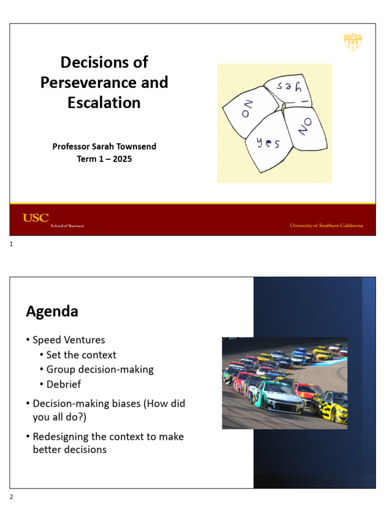 2 - Decisions of Perseverance and Escalation SLIDES | PDF | Cognition ...