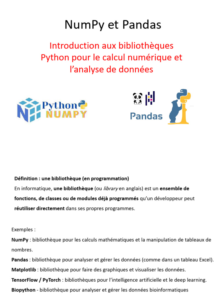 Cours_simplifie_NumPy_Pandas | PDF | Informatique | Informatique