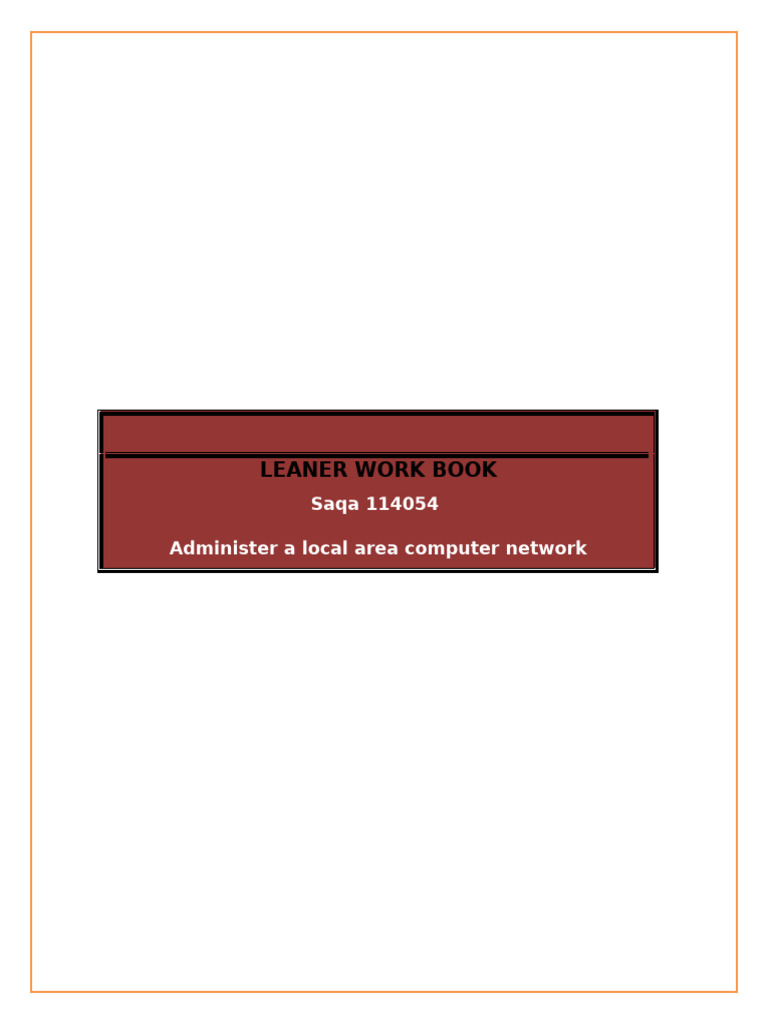 SAQA-114054- Learner Workbook | PDF | Computer Network | Local Area Network