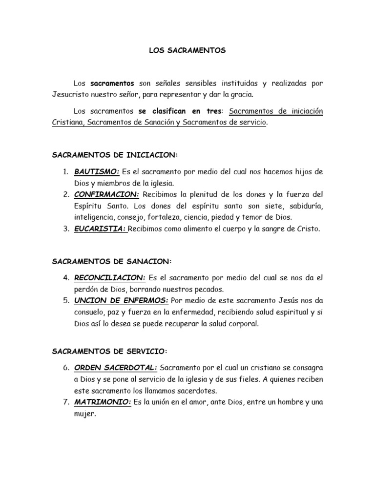 Tipos de Sacramentos en la Iglesia | PDF
