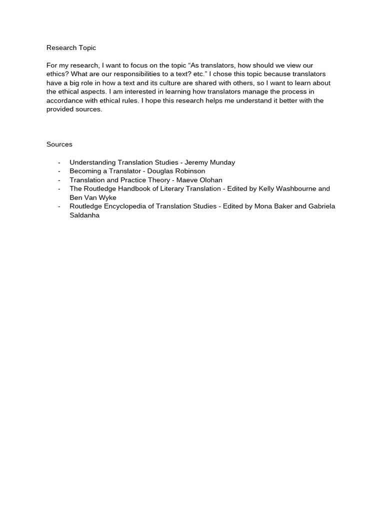Research Topic and Sources | PDF