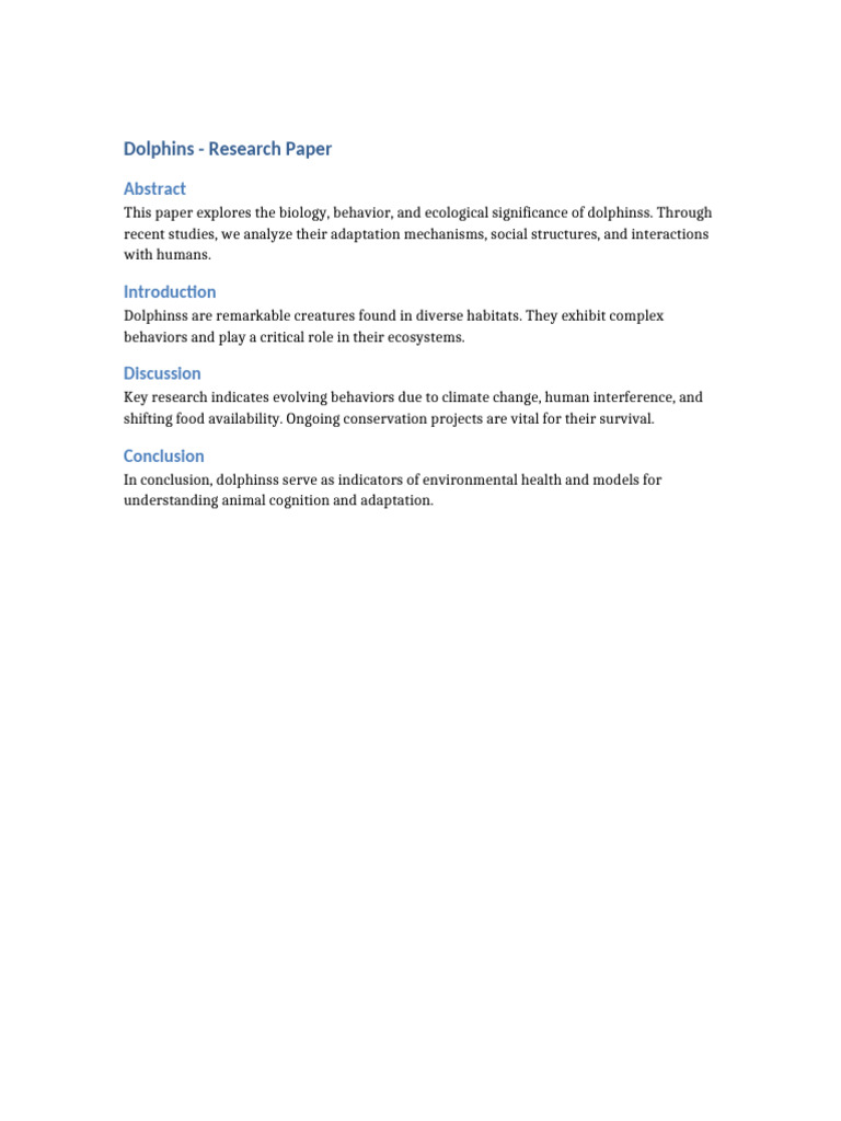 Dolphins Research Paper | PDF