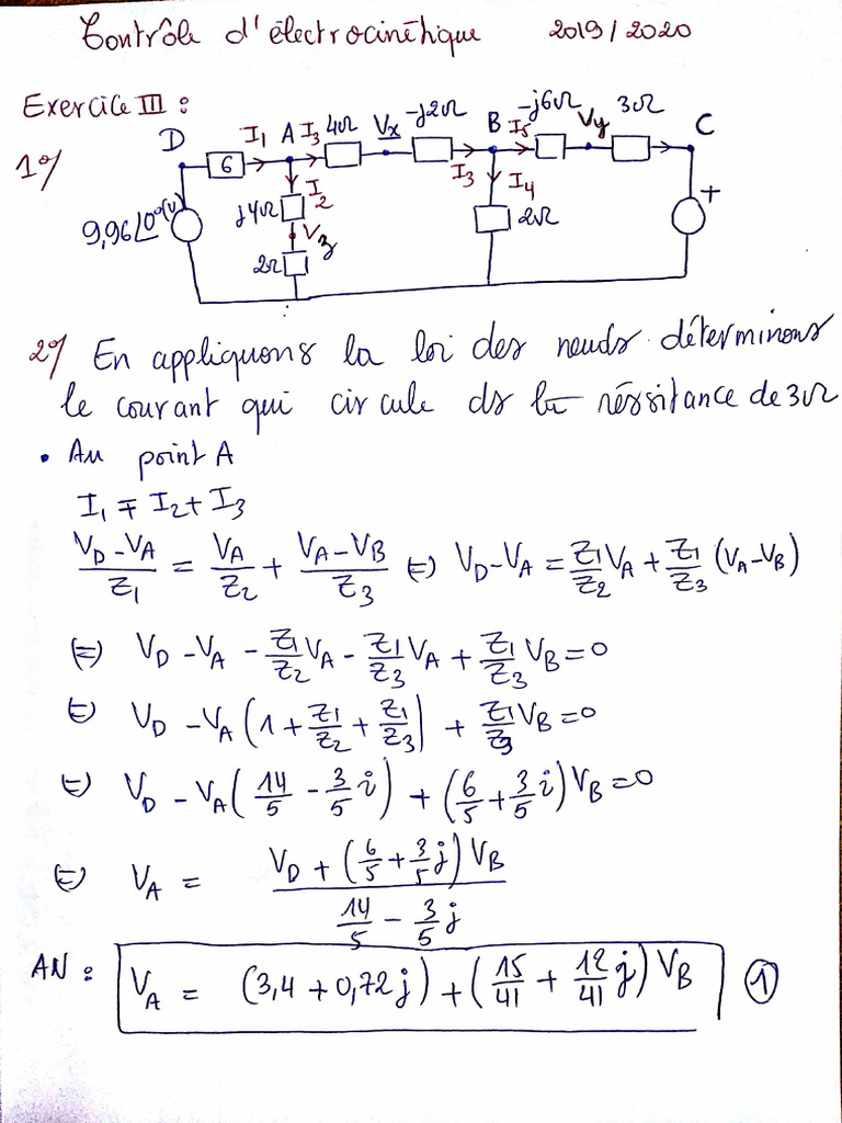 CC Electrocinétique Exo3 Corrigé-1 | PDF