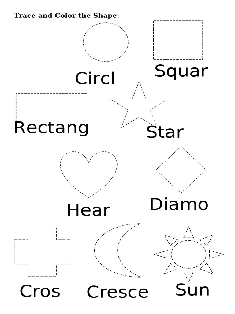 Trace and Color The Shape | PDF