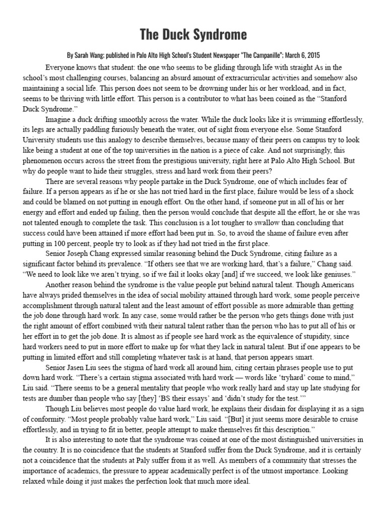 The+Duck+Syndrome +by+Sarah+Wang | PDF | Social Stigma | Psychology