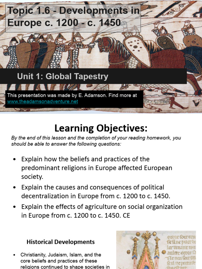 Unit 1 - 1.6 Developments in Europe 1200-1450 | PDF | Feudalism | Serfdom