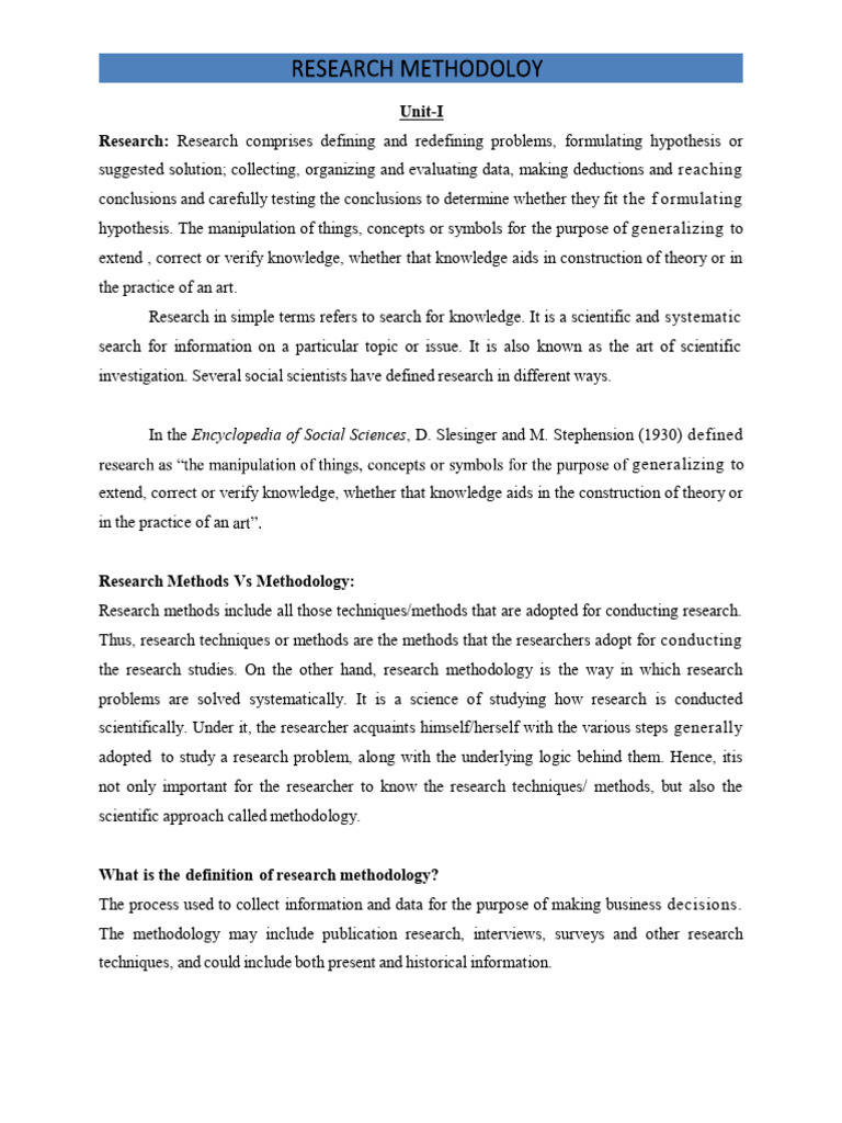 RESEARCH METHODLOGY ALL UNIT | PDF | Sampling (Statistics) | Level Of ...