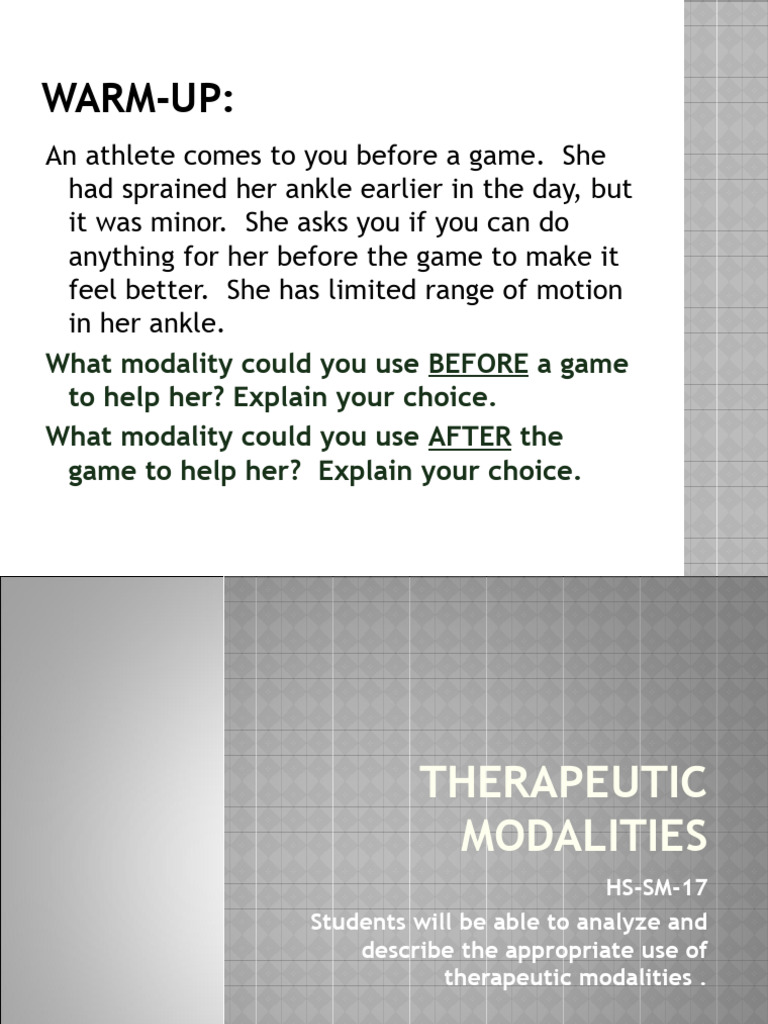 Therapeutic Modalities.pptx | PDF | Medicine | Diseases And Disorders