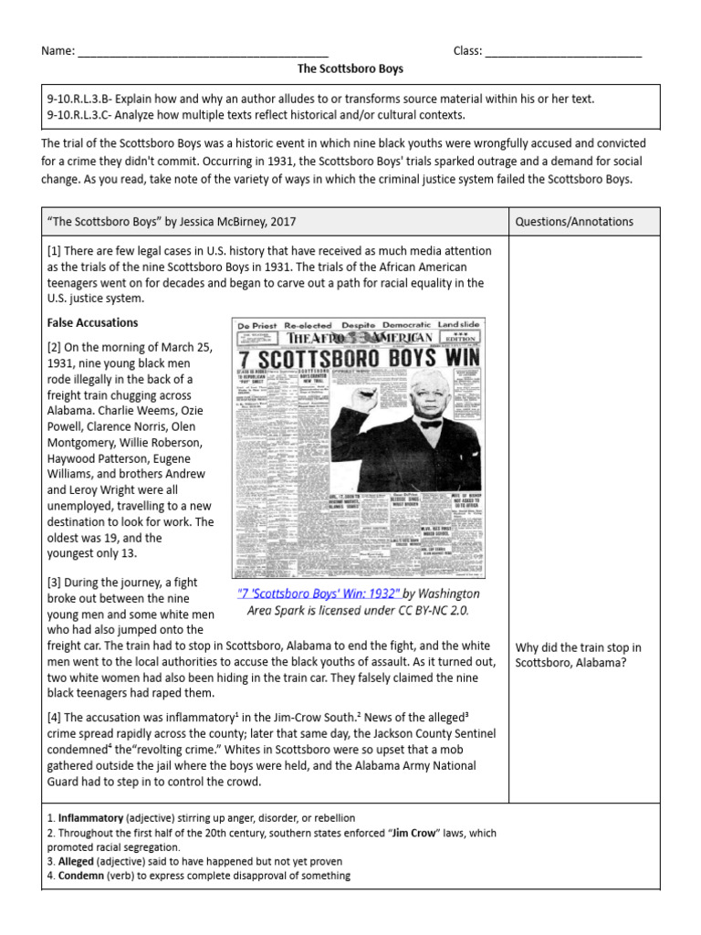 The Scottsboro Boys - Text-To-Text Comparison | PDF | Justice | Crime ...