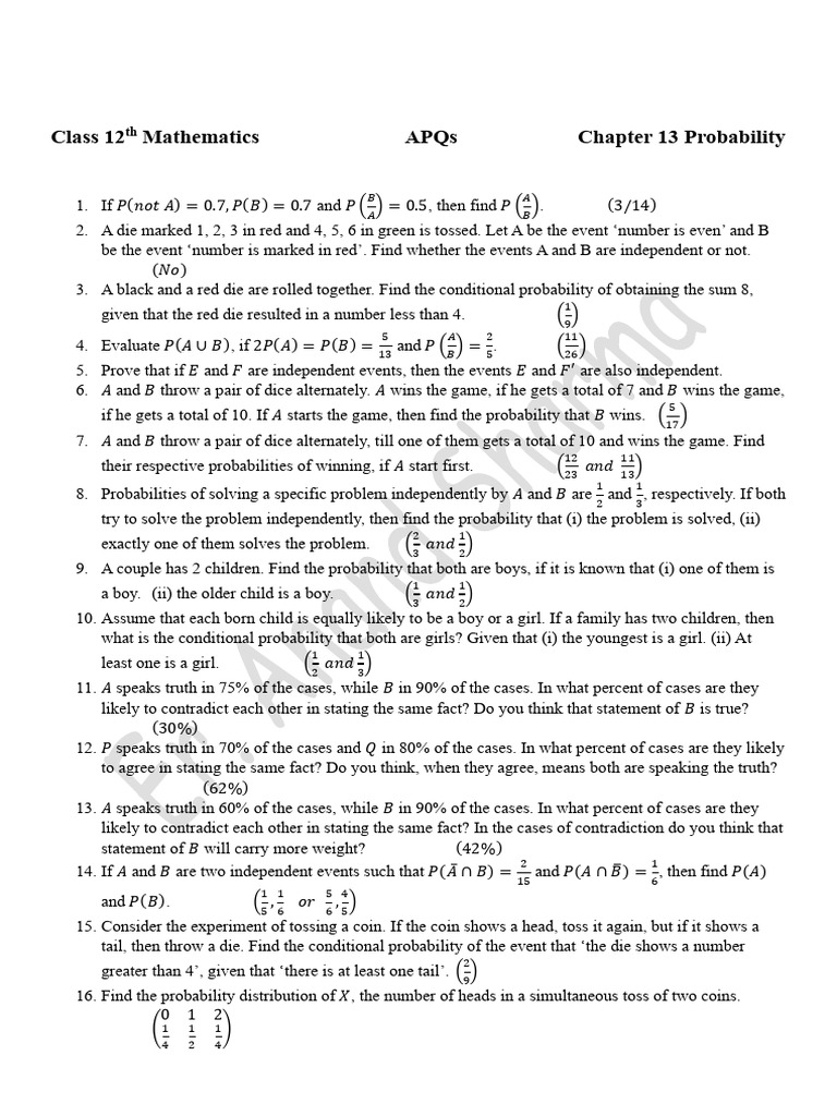 CH 13 Probability | PDF | Probability | Probability Theory