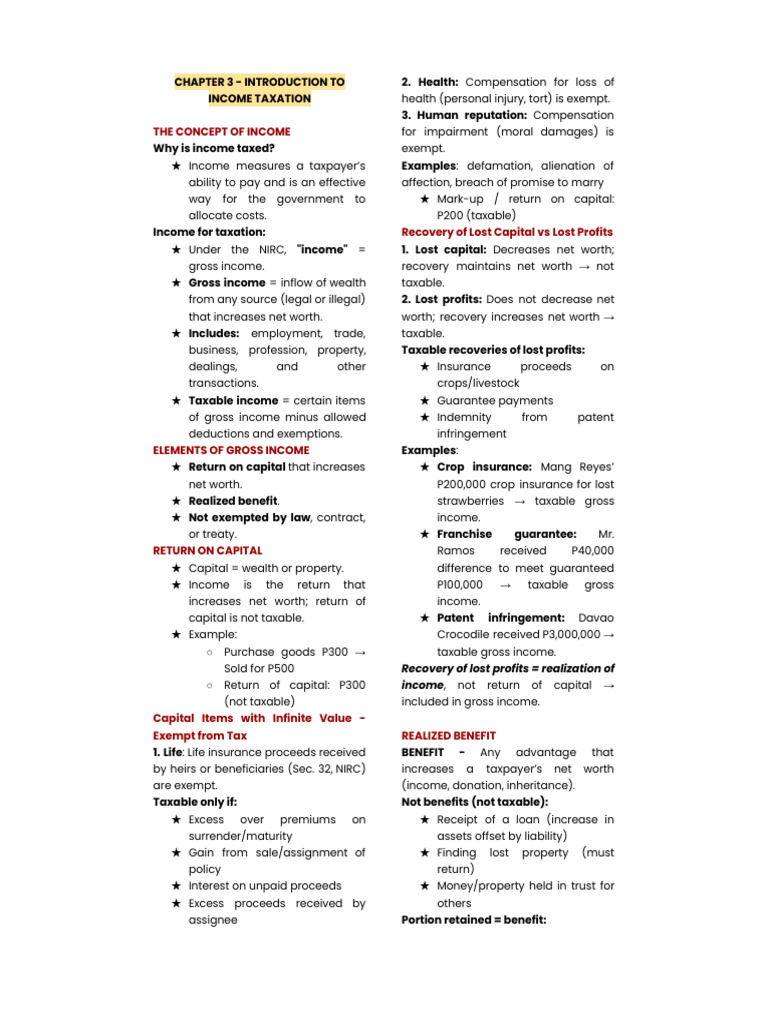 Income Tax Quick Notes - PDF 3 | PDF | Gross Income | Taxes