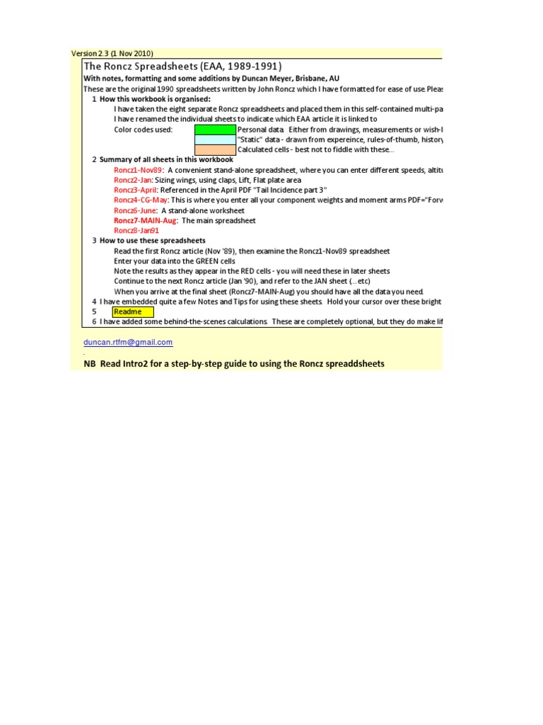 Roncz Aircraft Design Spreadsheets | PDF | Flight Control Surfaces ...