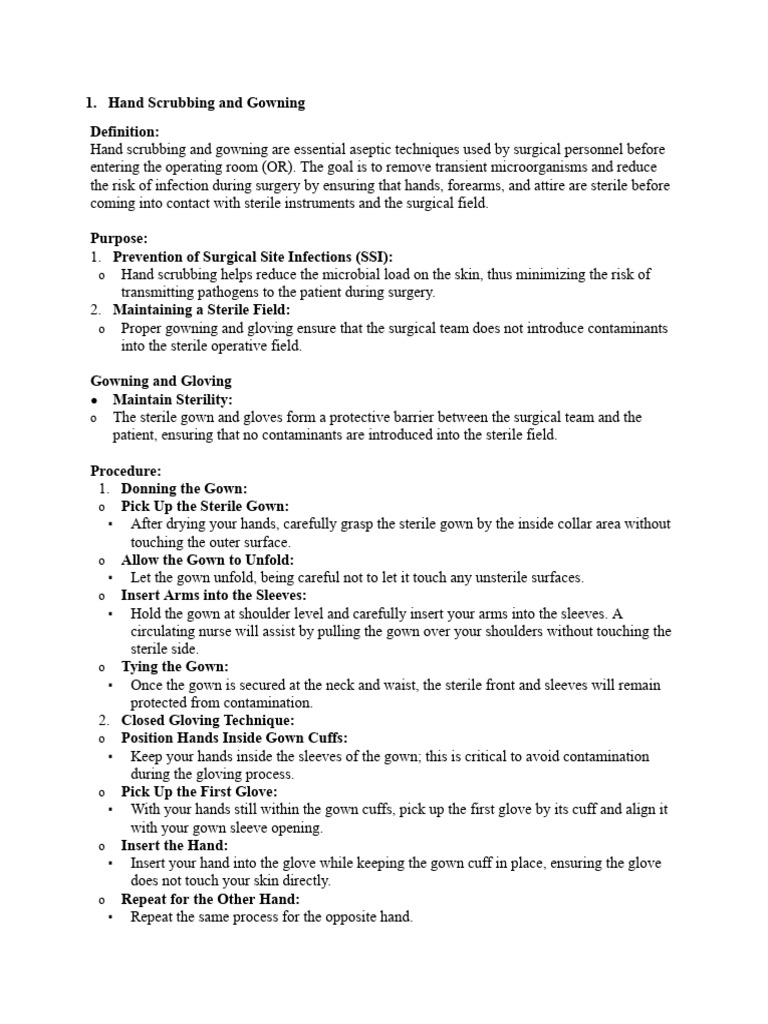 Aseptic Techniques: Hand Scrubbing & Gowning | PDF | Surgery | Medicine