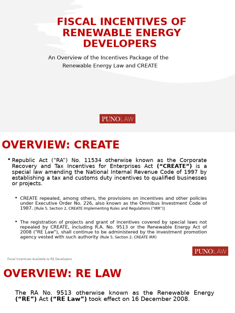 AAI CREATE-RE Law Incentives Package (21sep24) | PDF | Tax Deduction ...