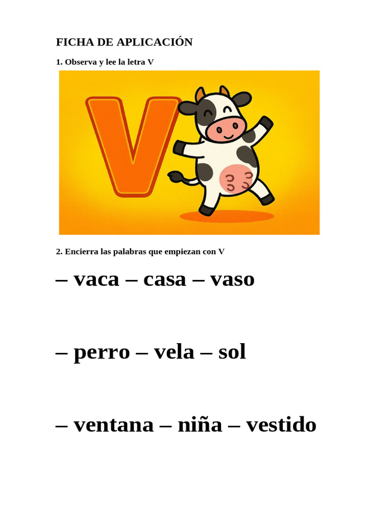 Actividades educativas con la letra V | PDF