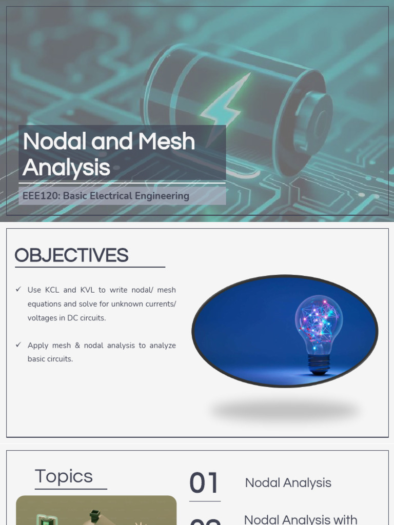 Nodal and Mesh Analysis in DC Circuits | PDF | Electrical Network ...