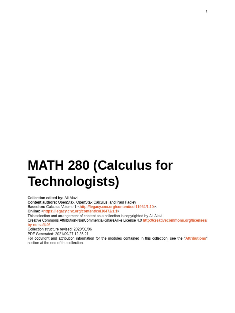 Math 280 Calculus For Technologists 1.1 | PDF | Function (Mathematics ...