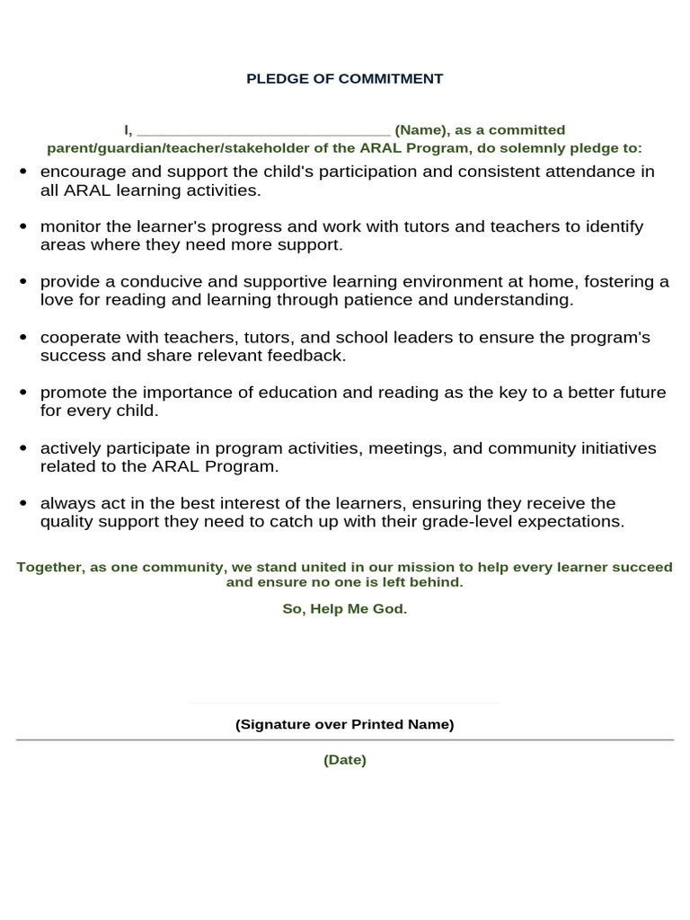 Pledge of Commitment | PDF
