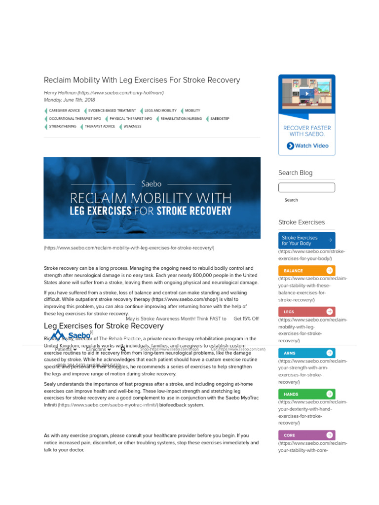 Leg Exercises for Stroke Recovery at Home | PDF | Physical Therapy | Stroke