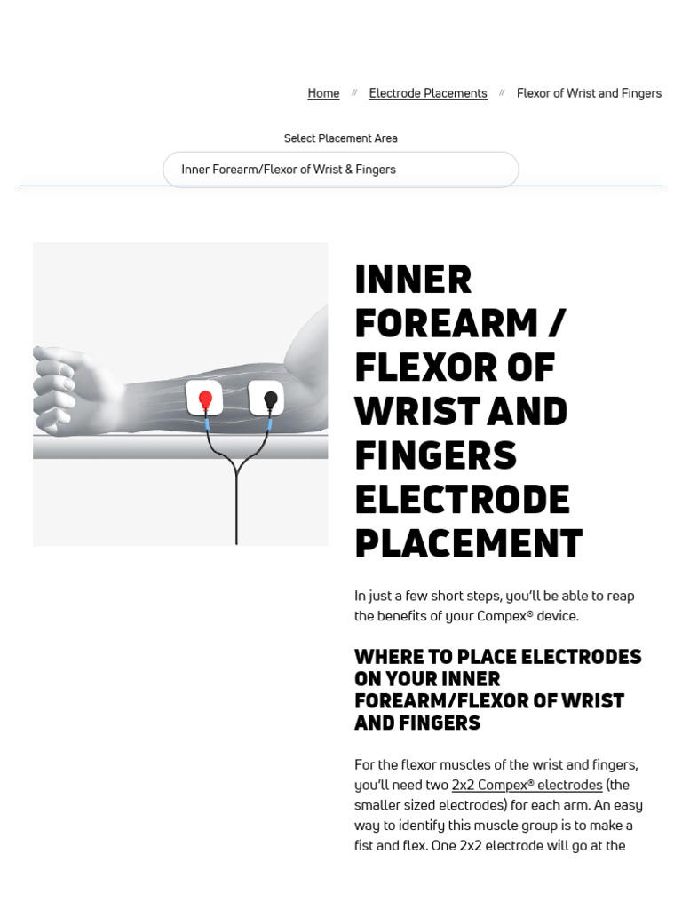 Inner Forearm Electrode Pad Placement - Flexor of Wrist & Fingers ...