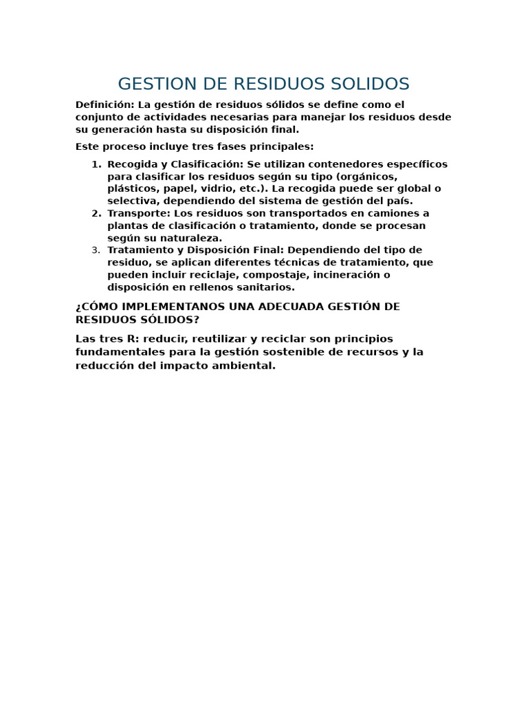 Gestion de Residuos Solidos Mej | PDF