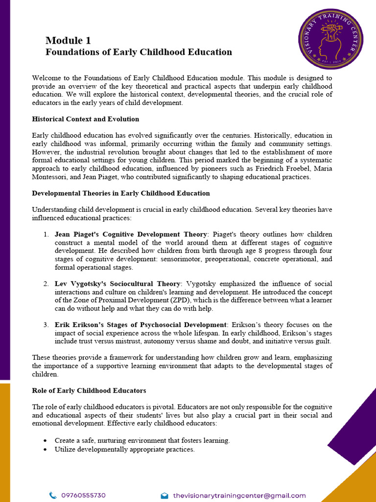 Module 1-Foundations of Early Childhood Education | PDF | Early ...