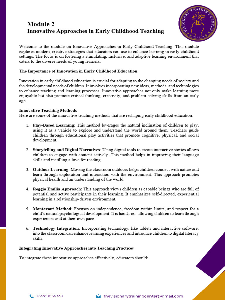 Innovative Early Childhood Teaching Methods | PDF | Early Childhood ...