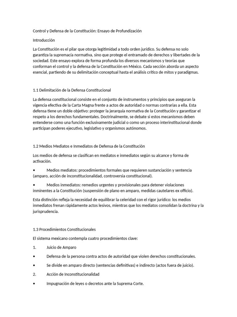Control y Defensa de La Constitución | PDF | Debido al proceso ...
